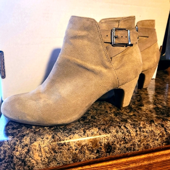 Sam & Libby | Shoes | Sam Libby Faux Suede Ankle Booties Buckle Heels ...